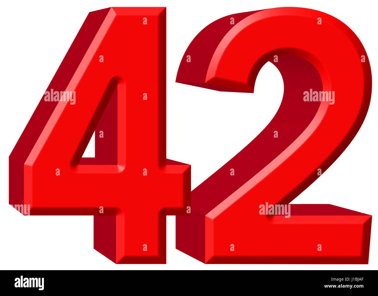 Numeral 42, forty two, isolated on white background, 3d render Stock ...