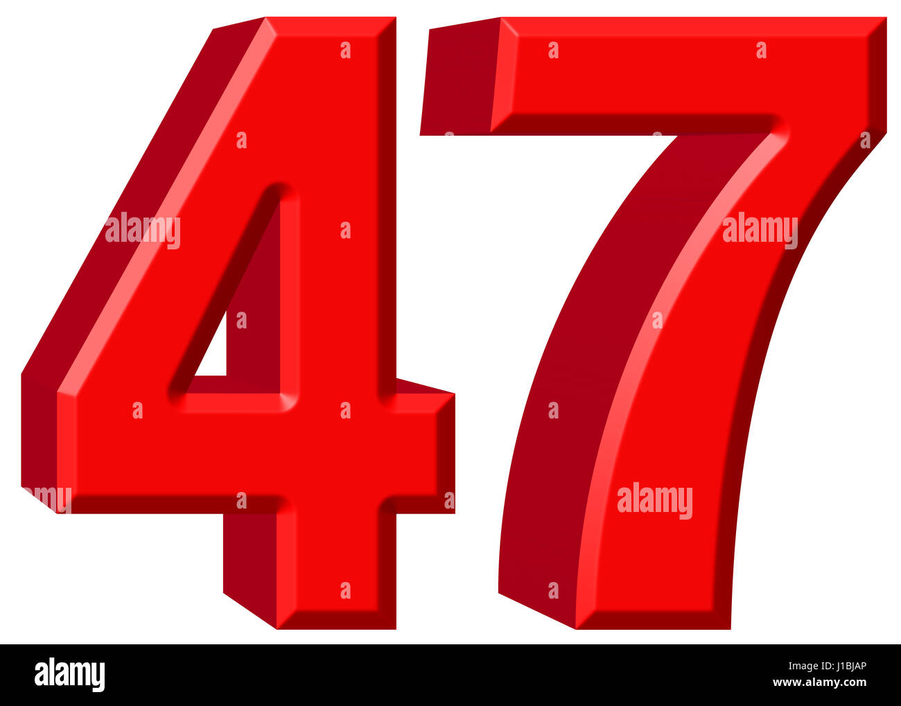 Numeral 47, forty seven, isolated on white background, 3d render Stock ...