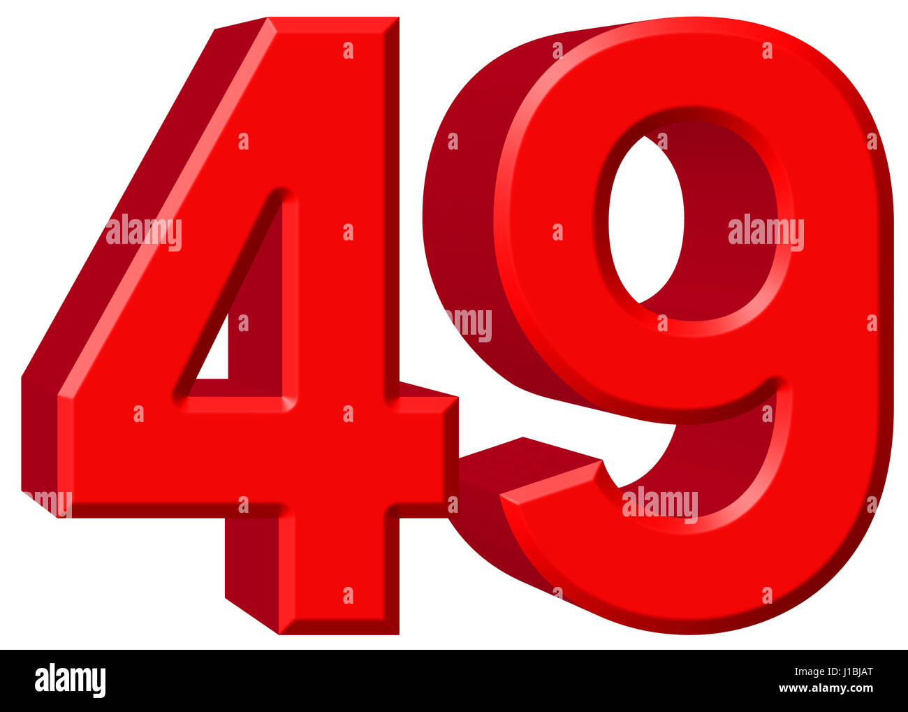Numeral 49, forty nine, isolated on white background, 3d render Stock ...