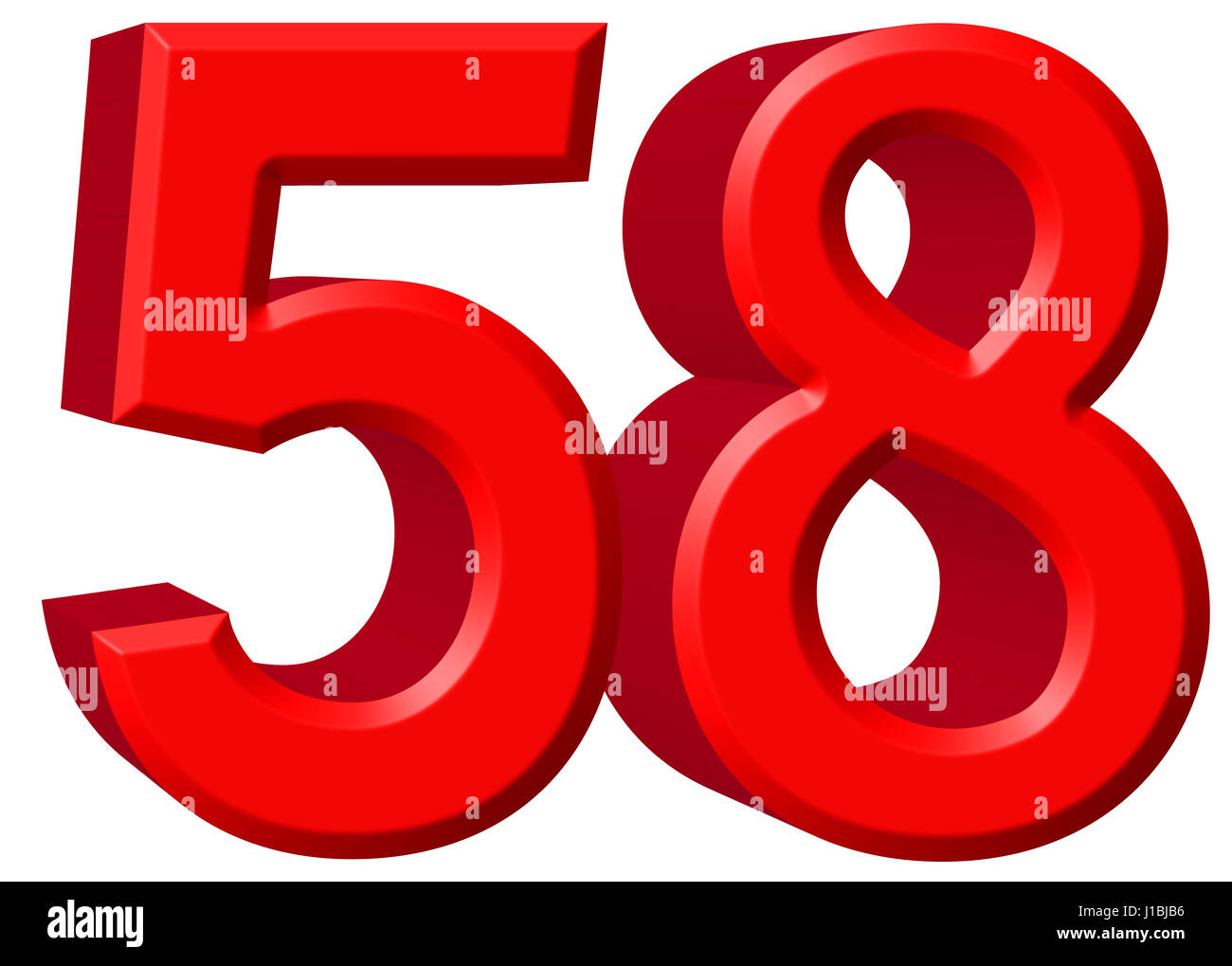 Numeral 58, fifty eight, isolated on white background, 3d render Stock Photo - Alamy