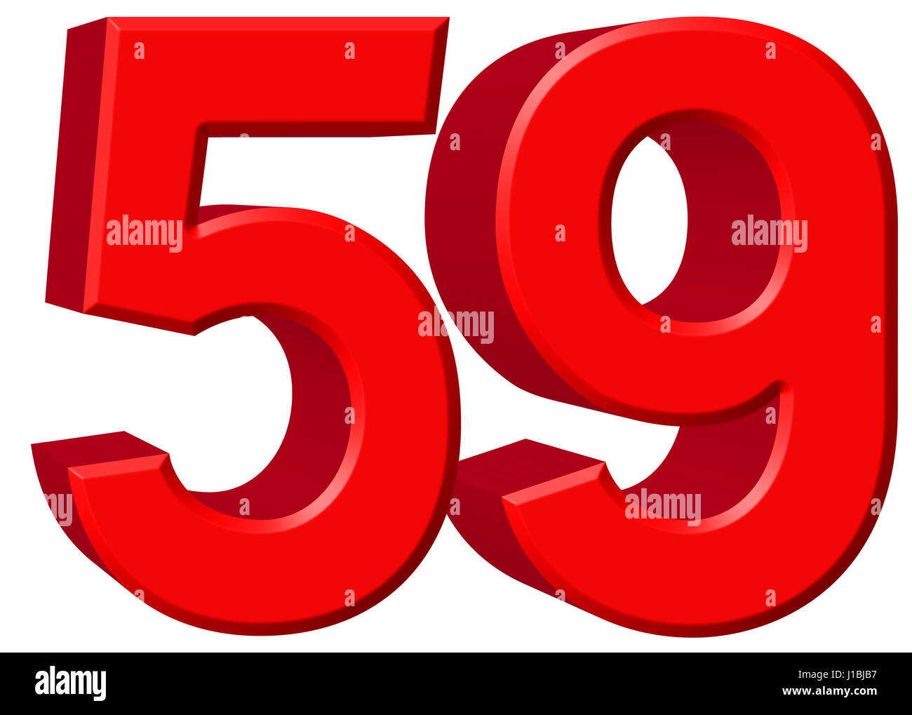 Numeral 59, fifty nine, isolated on white background, 3d render Stock ...