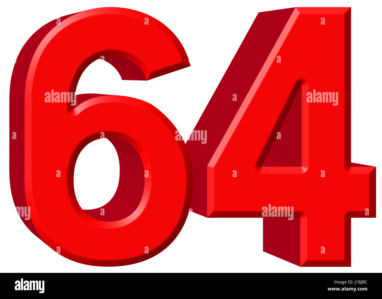 Numeral 64, sixty four, isolated on white background, 3d render Stock ...