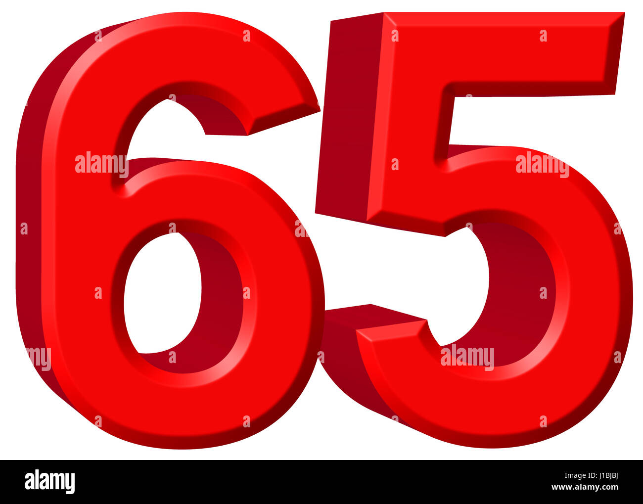 Numeral 65, sixty five, isolated on white background, 3d render Stock ...