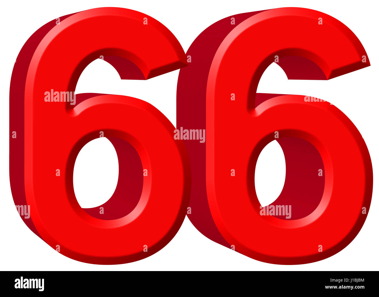 Numeral 66, sixty six, isolated on white background, 3d render Stock ...