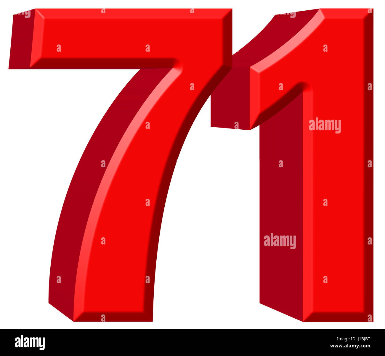 Numeral 71, seventy one, isolated on white background, 3d render Stock ...