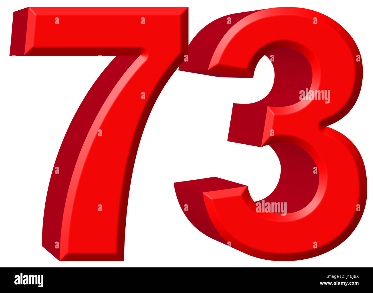 Numeral 73, seventy three, isolated on white background, 3d render ...