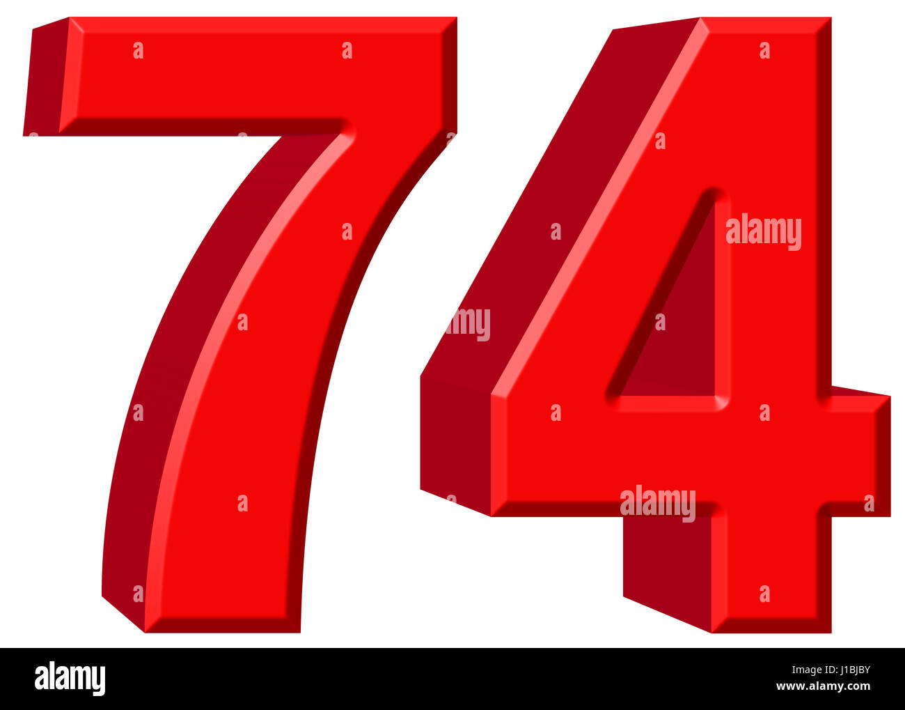 Numeral 74, seventy four, isolated on white background, 3d render Stock ...