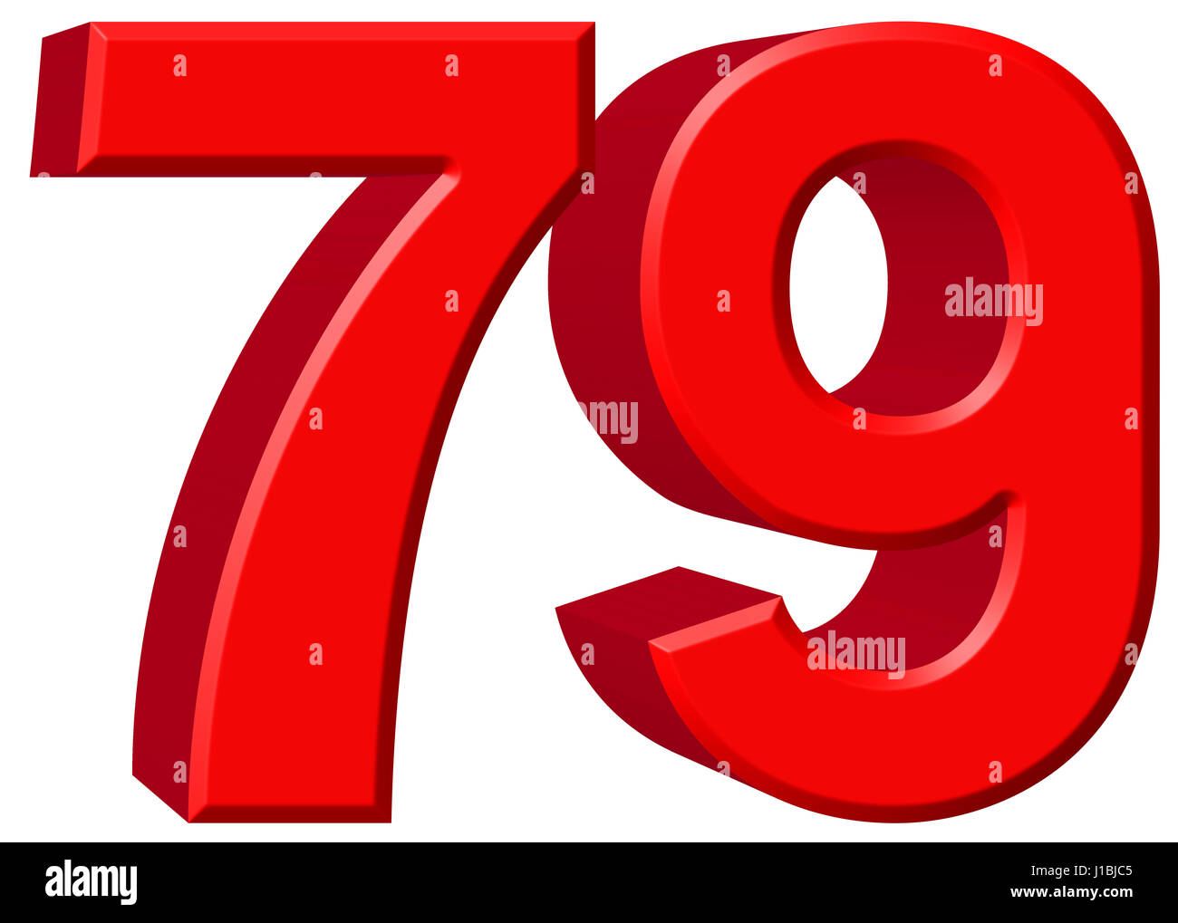 Numeral 79, seventy nine, isolated on white background, 3d render Stock ...