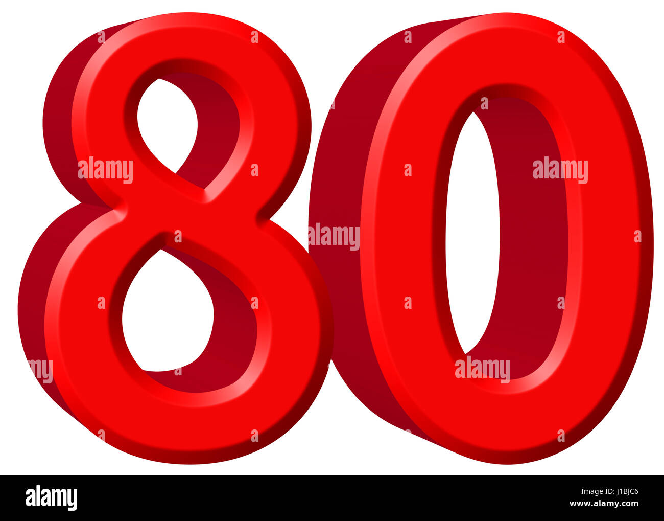 Numeral 80, eighty, isolated on white background, 3d render Stock Photo ...