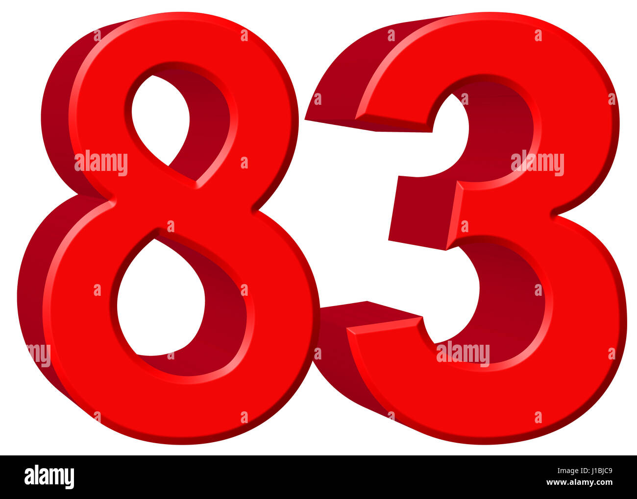 Numeral 83, eighty three, isolated on white background, 3d render Stock ...
