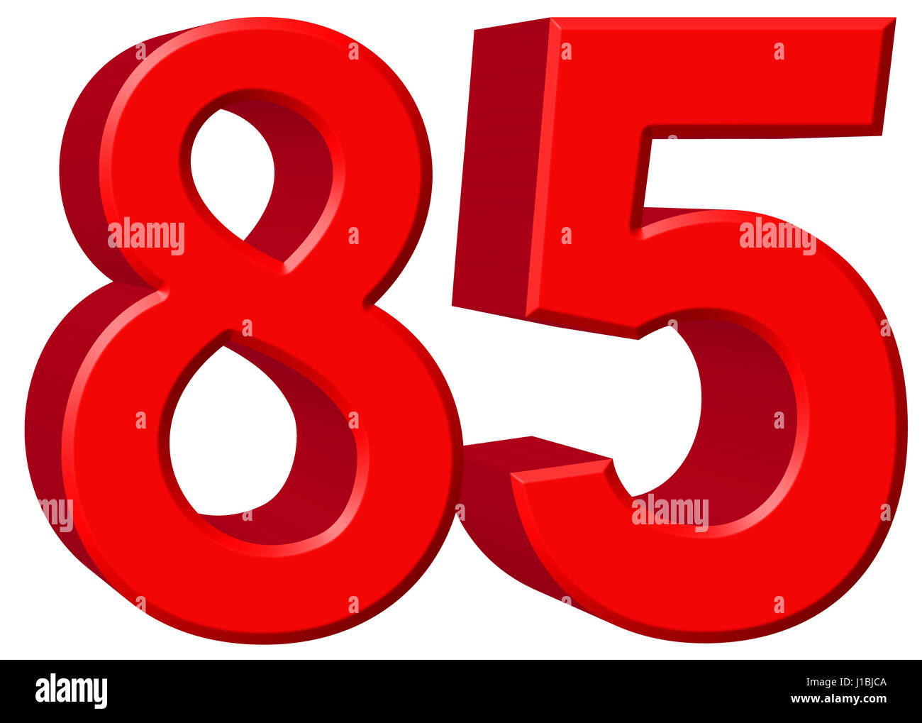 Numeral 85, eighty five, isolated on white background, 3d render Stock ...