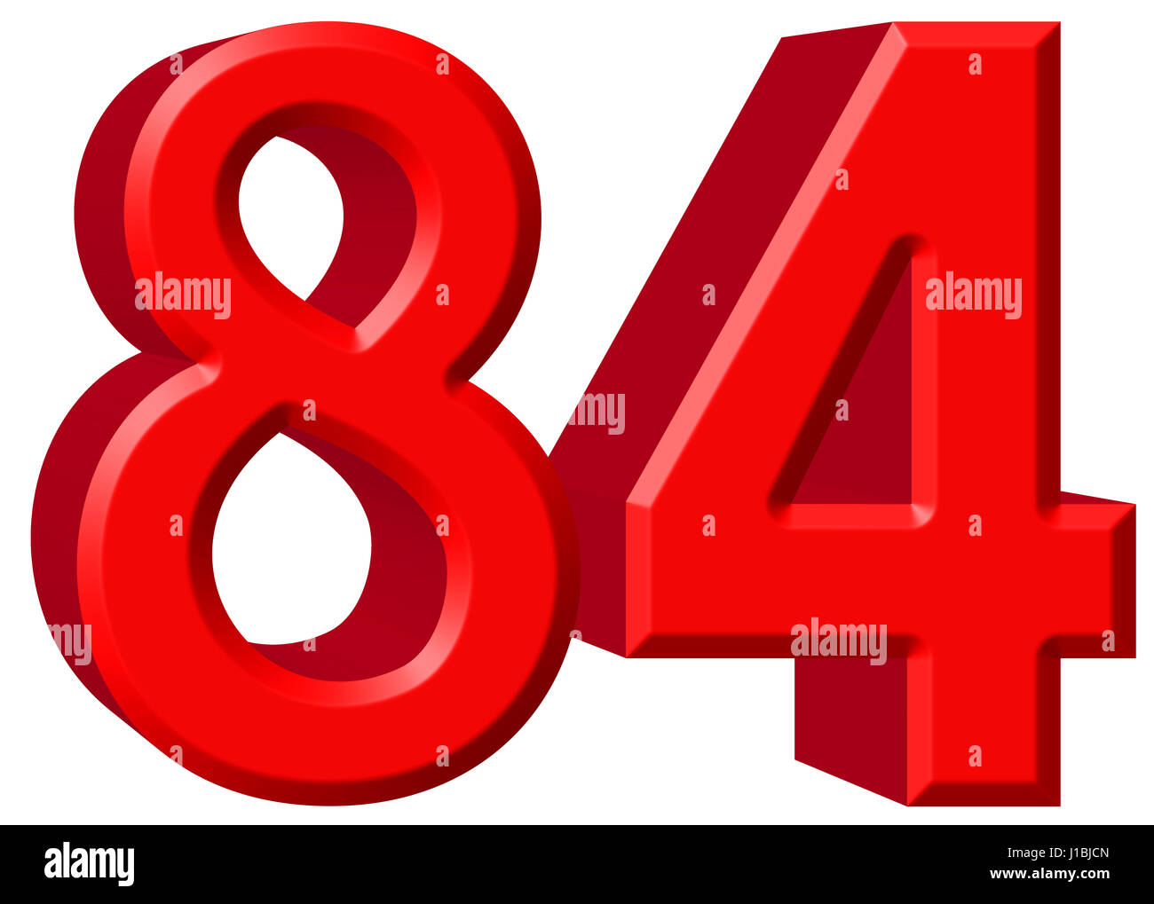 Numeral 84, eighty four, isolated on white background, 3d render Stock ...
