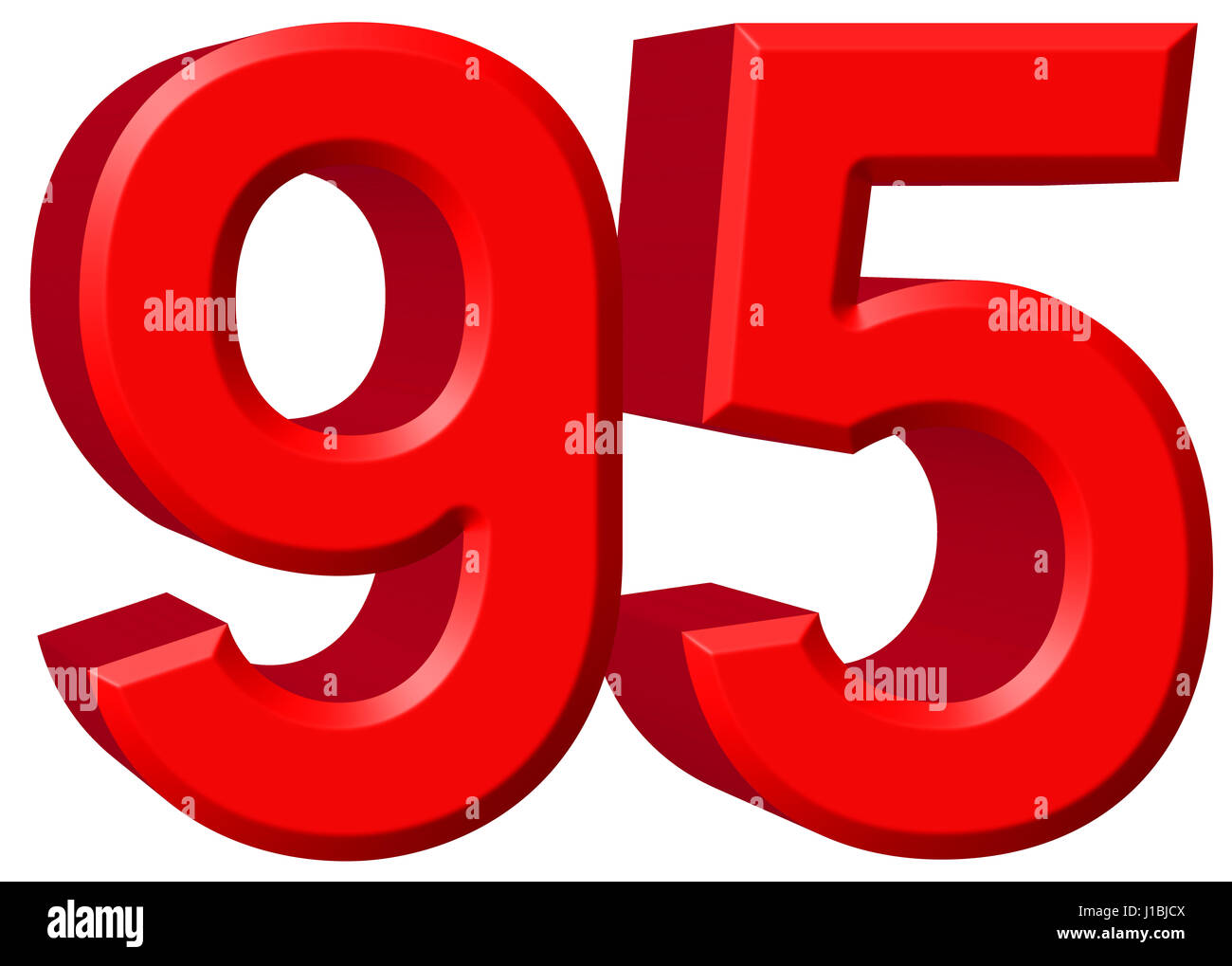 Numeral 95, ninety five, isolated on white background, 3d render Stock ...