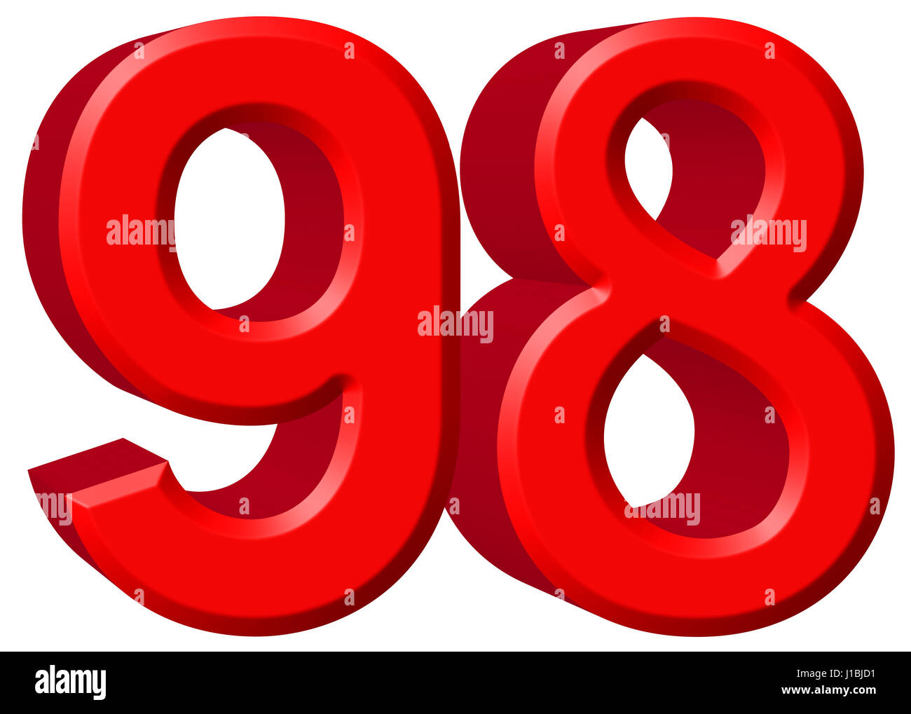 Numeral 98, ninety eight, isolated on white background, 3d render Stock ...