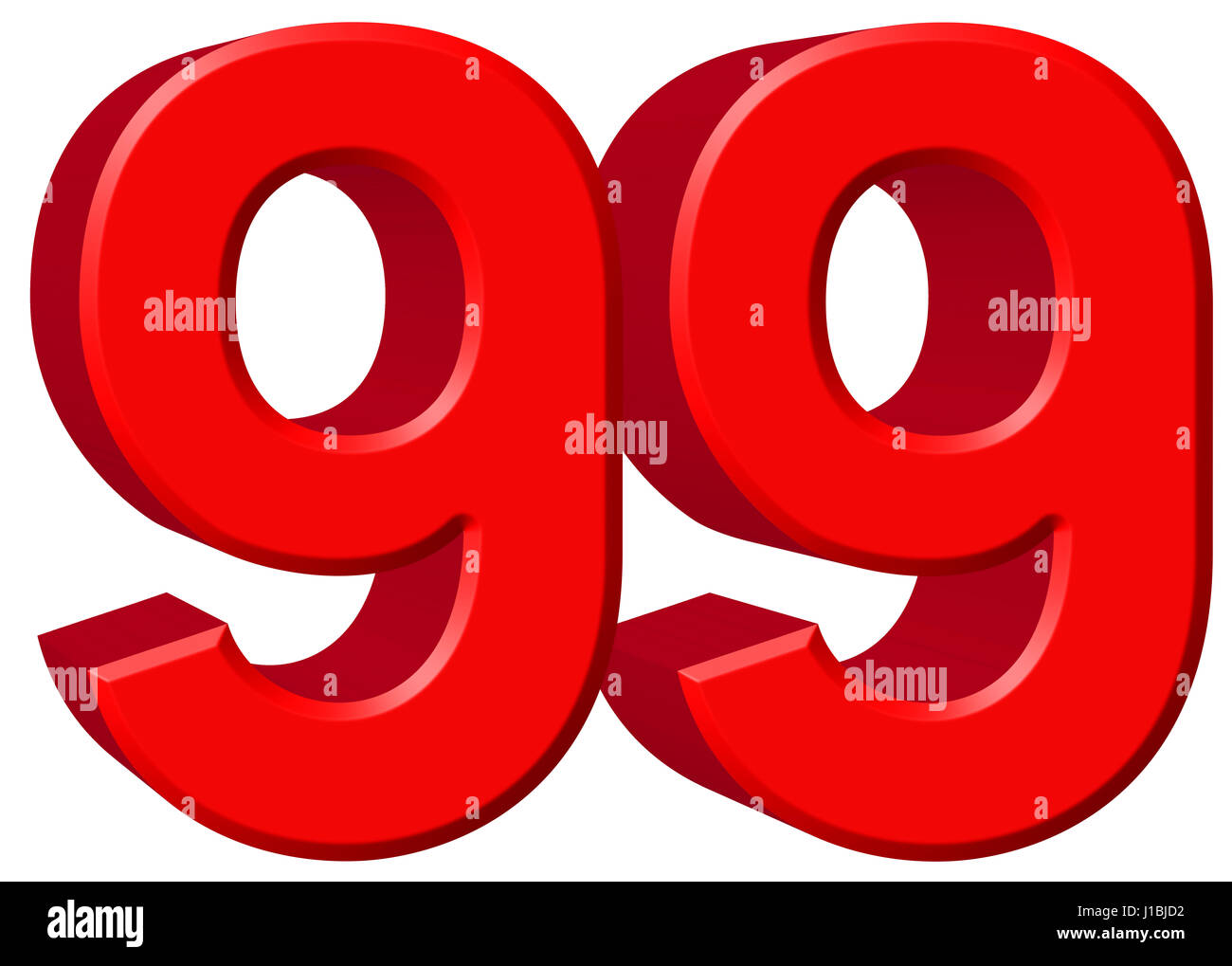 Numeral 99, ninety nine, isolated on white background, 3d render Stock ...