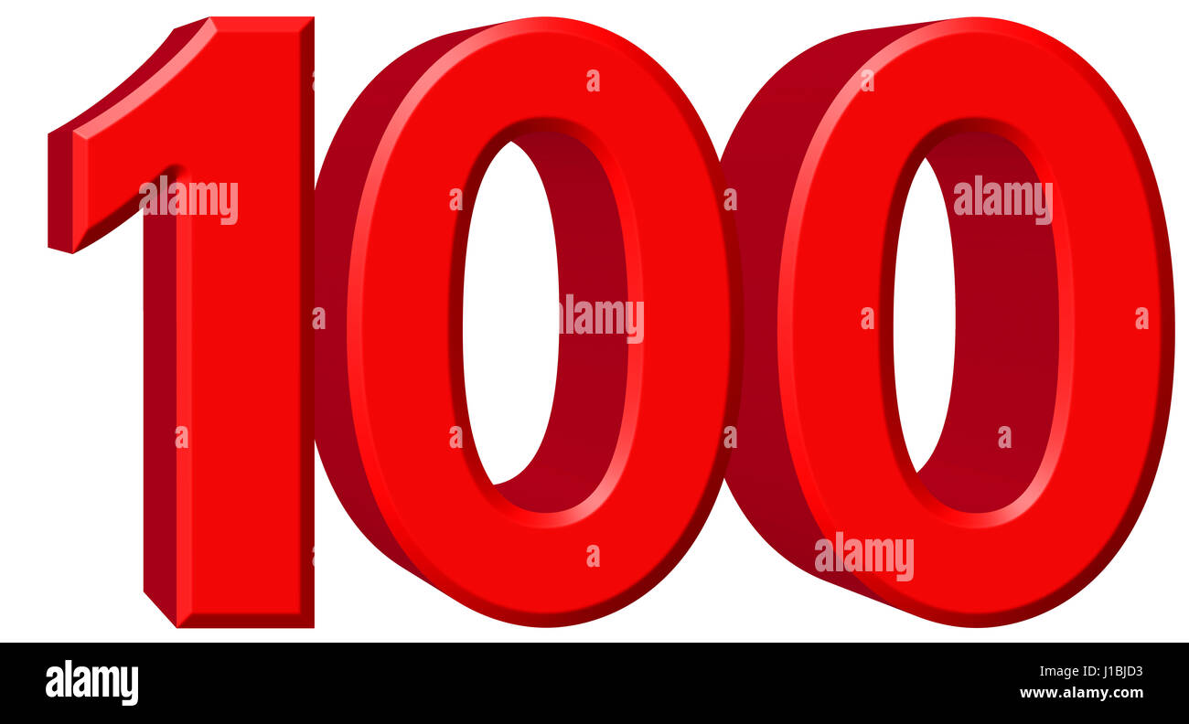 Numeral 100, one hundred, isolated on white background, 3d render Stock ...