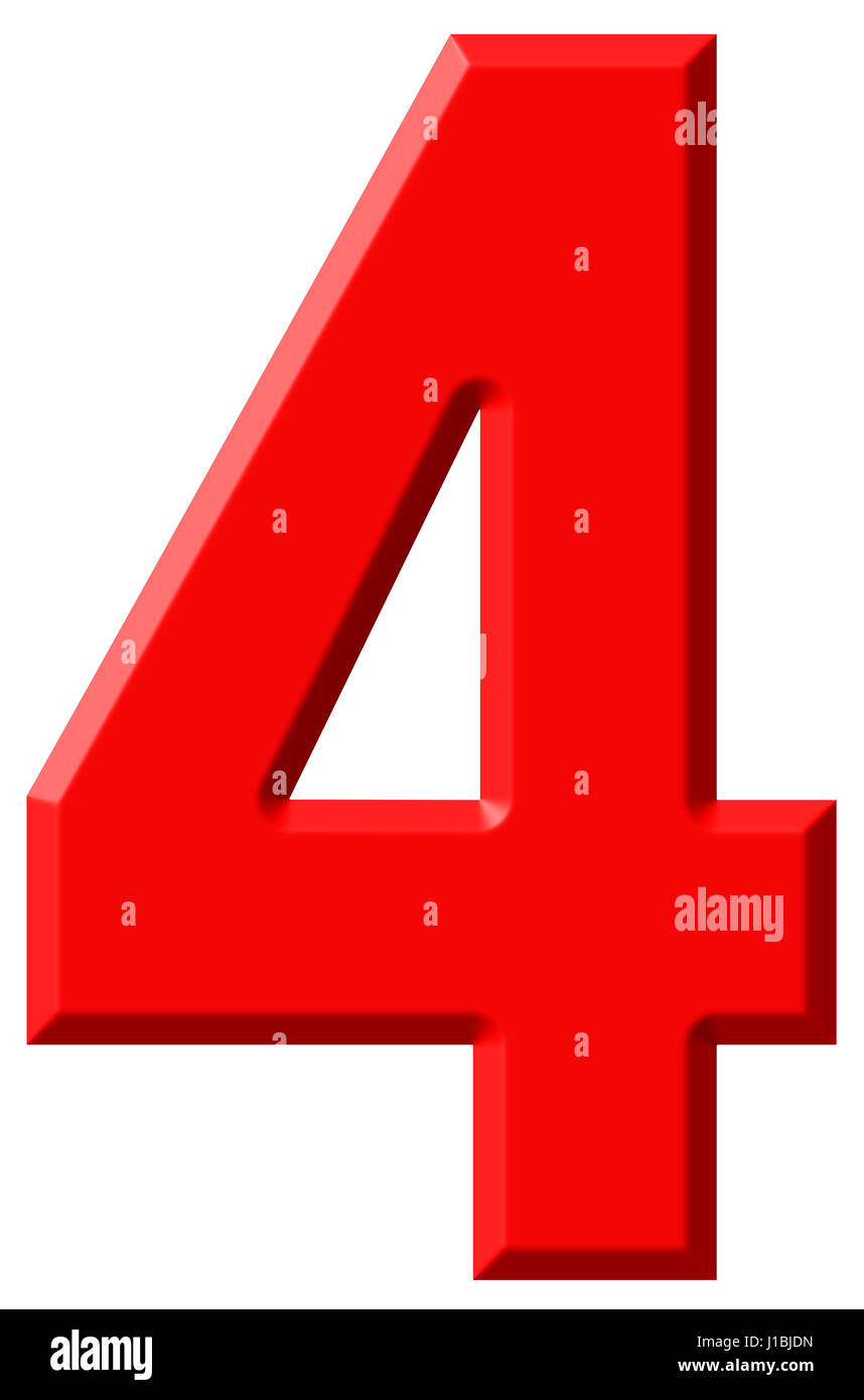 Numeral 4, four, isolated on white background, 3d render Stock Photo ...