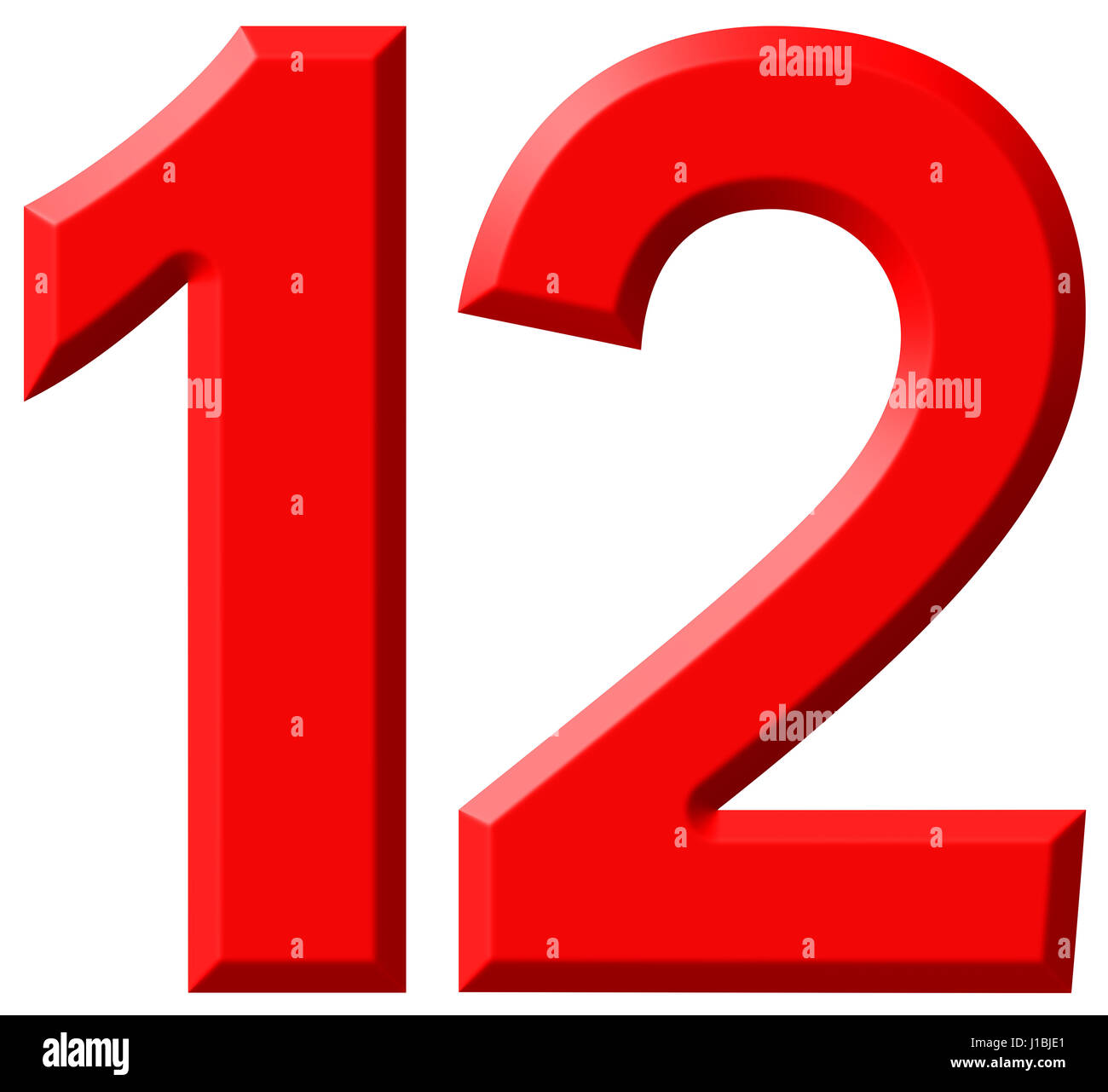 Numeral 12, twelve, isolated on white background, 3d render Stock Photo ...
