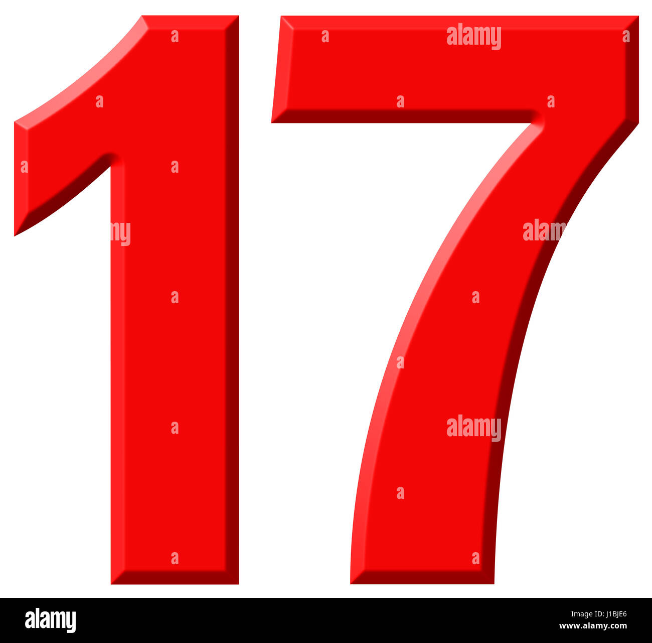 Numeral 17, seventeen, isolated on white background, 3d render Stock ...