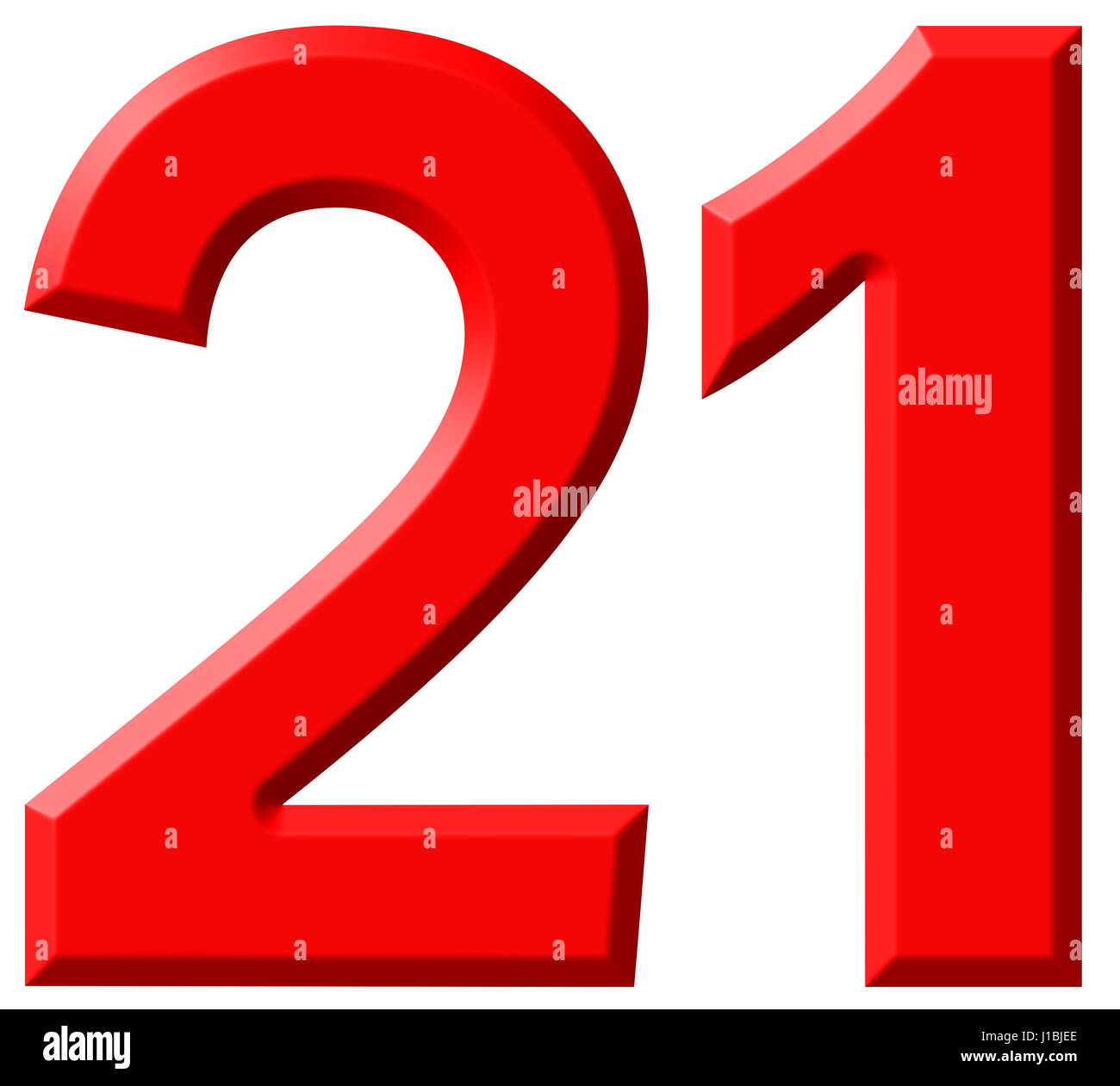 Numeral 21, twenty one, isolated on white background, 3d render Stock ...