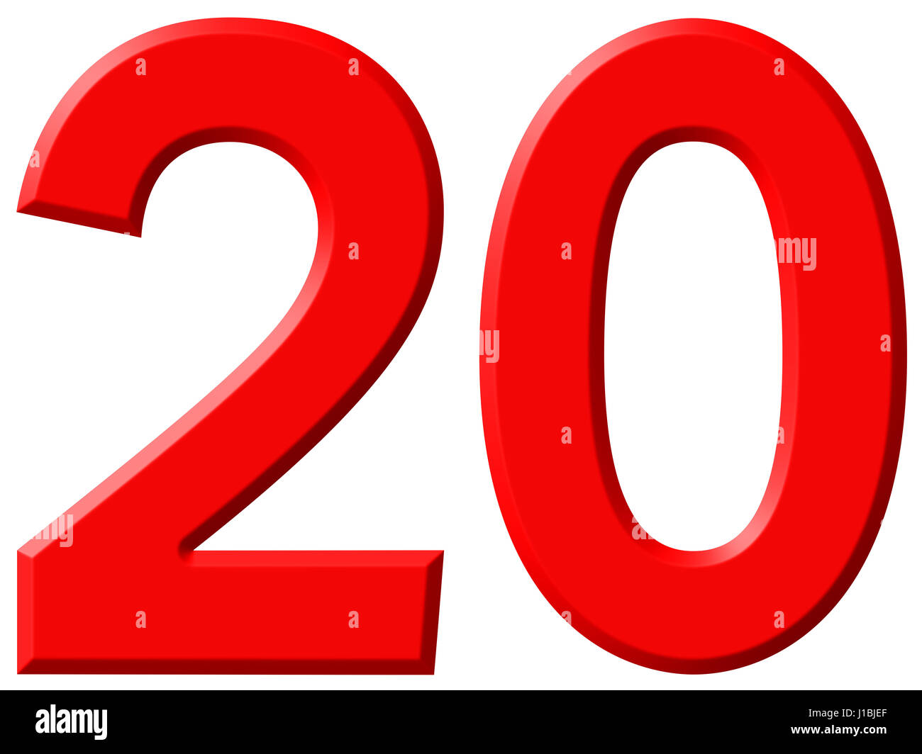 Numeral 20, twenty, isolated on white background, 3d render Stock Photo ...