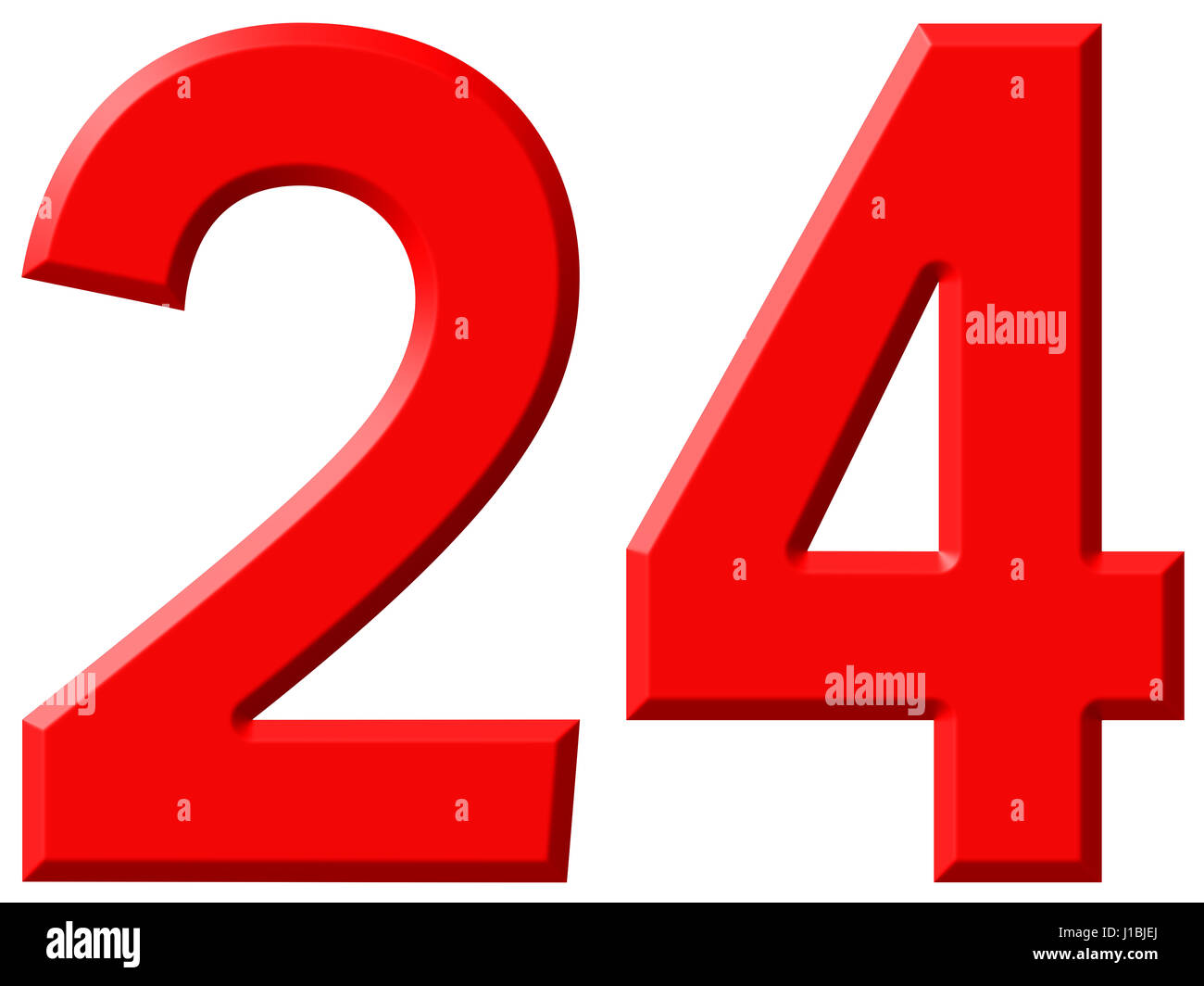 Numeral 24, twenty four, isolated on white background, 3d render Stock ...