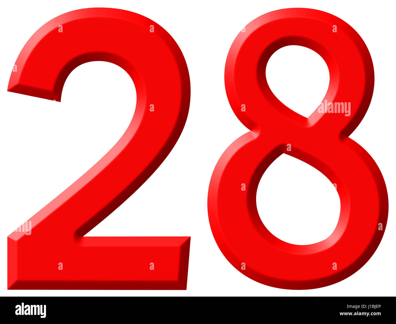 Numeral 28, twenty eighte, isolated on white background, 3d render ...