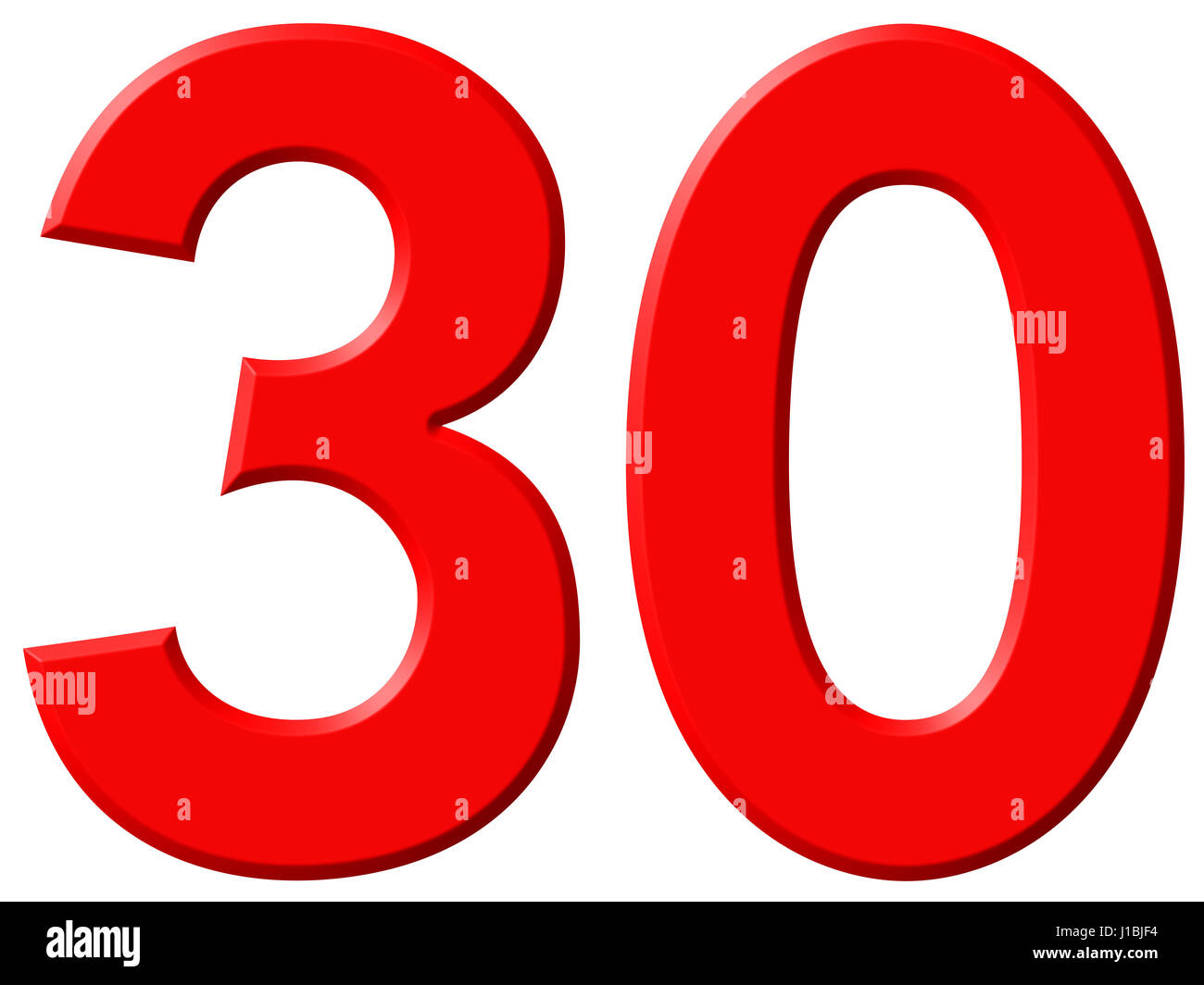 Numeral 30, thirty, isolated on white background, 3d render Stock Photo ...
