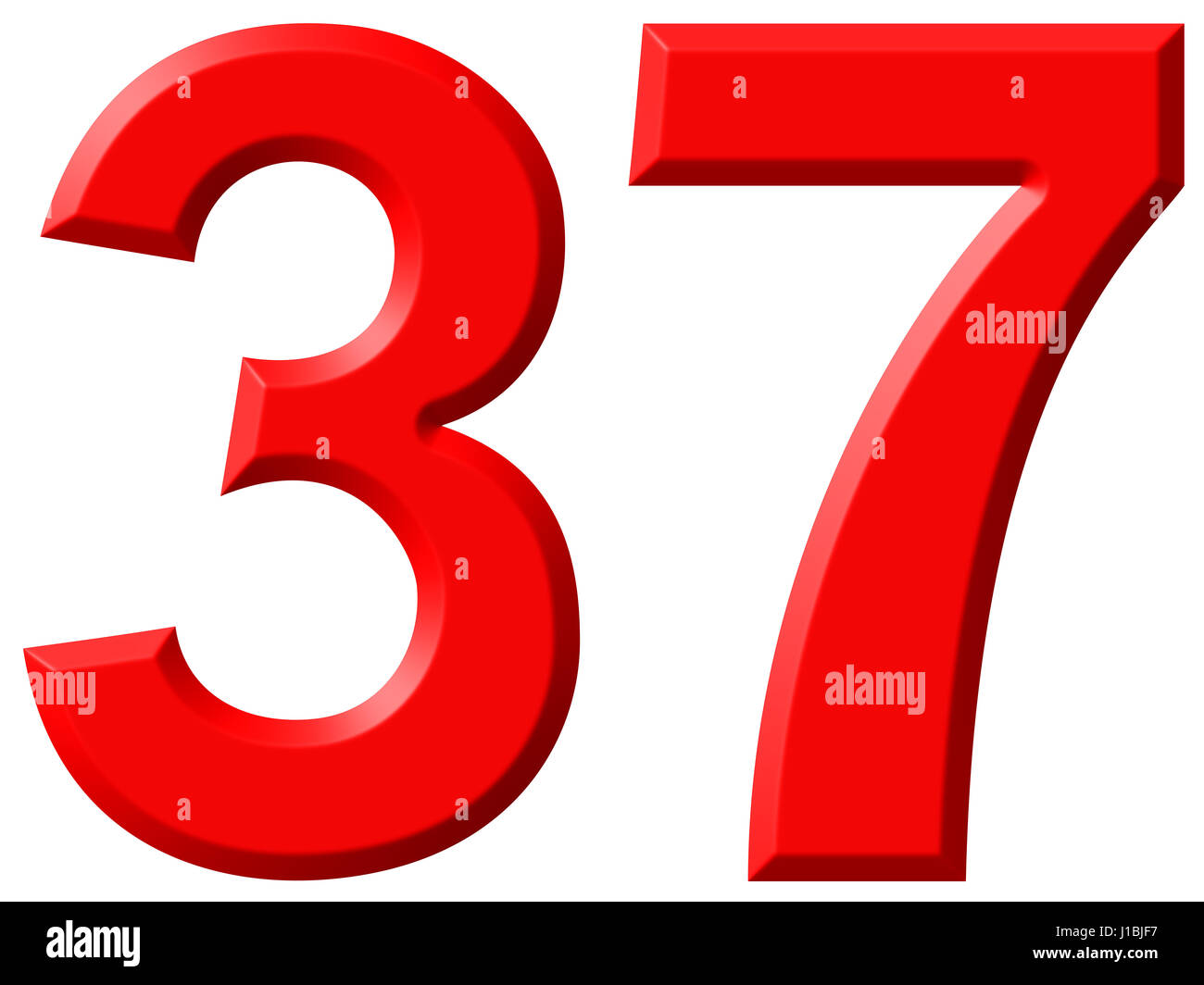 Numeral 37, thirty seven, isolated on white background, 3d render Stock ...