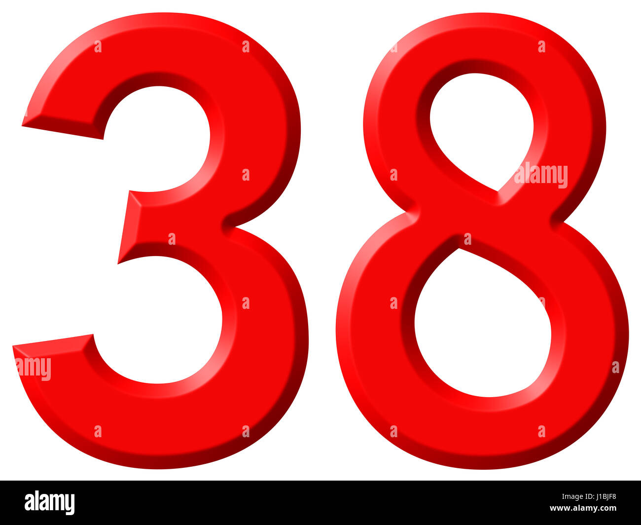 Numeral 38, thirty eight, isolated on white background, 3d render Stock ...