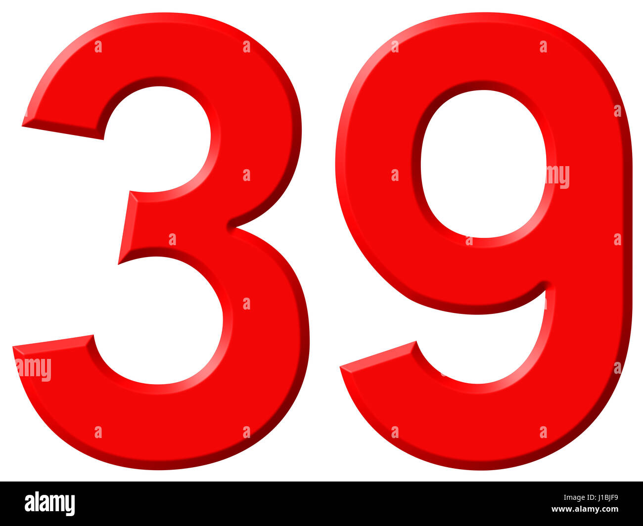 Numeral 39, thirty nine, isolated on white background, 3d render Stock ...