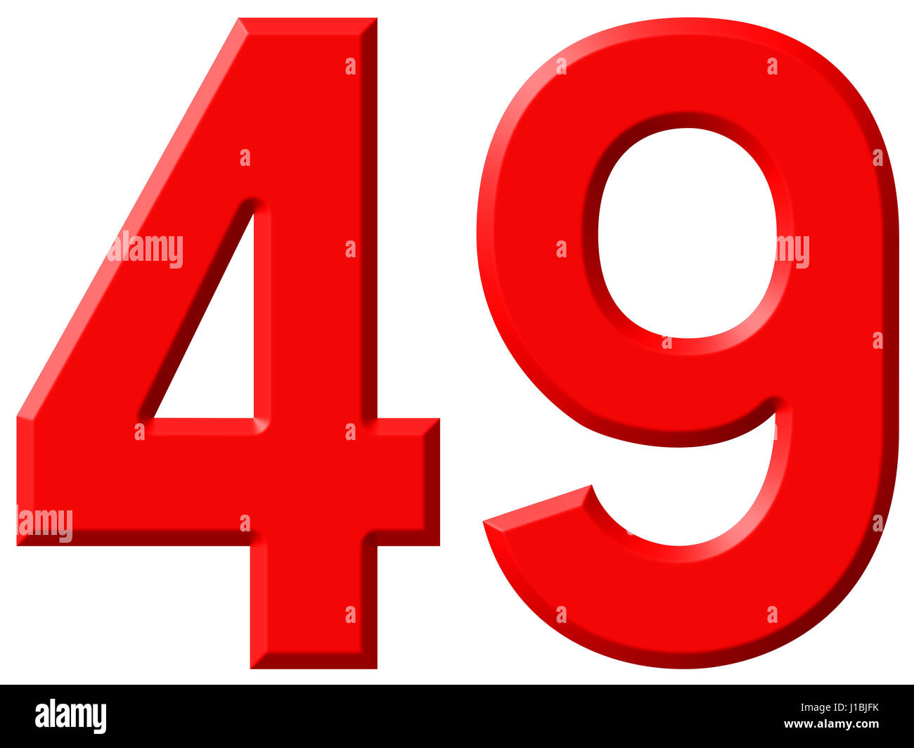 Numeral 49, forty nine, isolated on white background, 3d render Stock ...