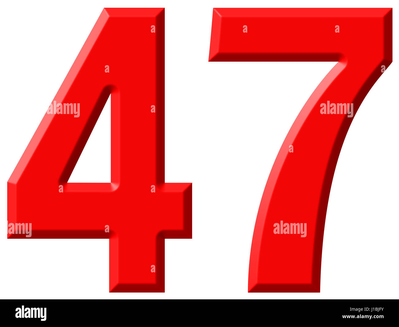Numeral 47, forty seven, isolated on white background, 3d render Stock ...