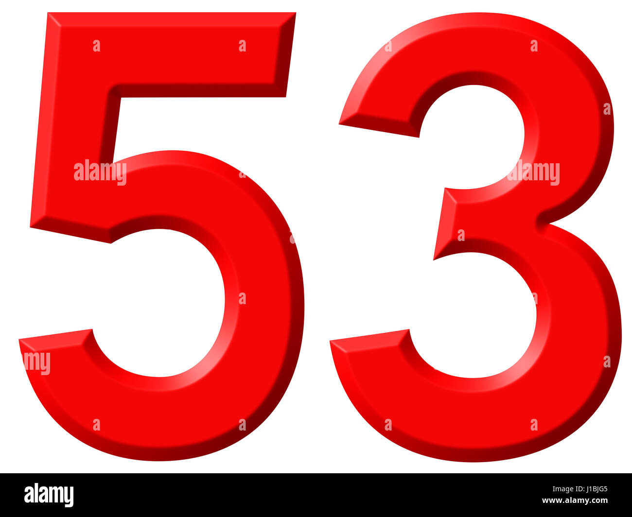 Numeral 53, fifty three, isolated on white background, 3d render Stock ...