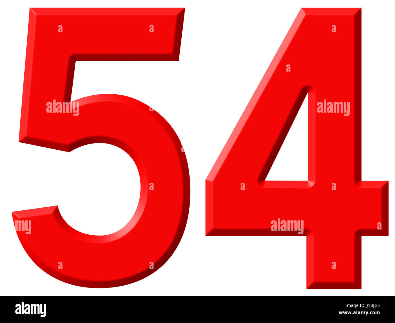 Numeral 54, fifty four, isolated on white background, 3d render Stock ...