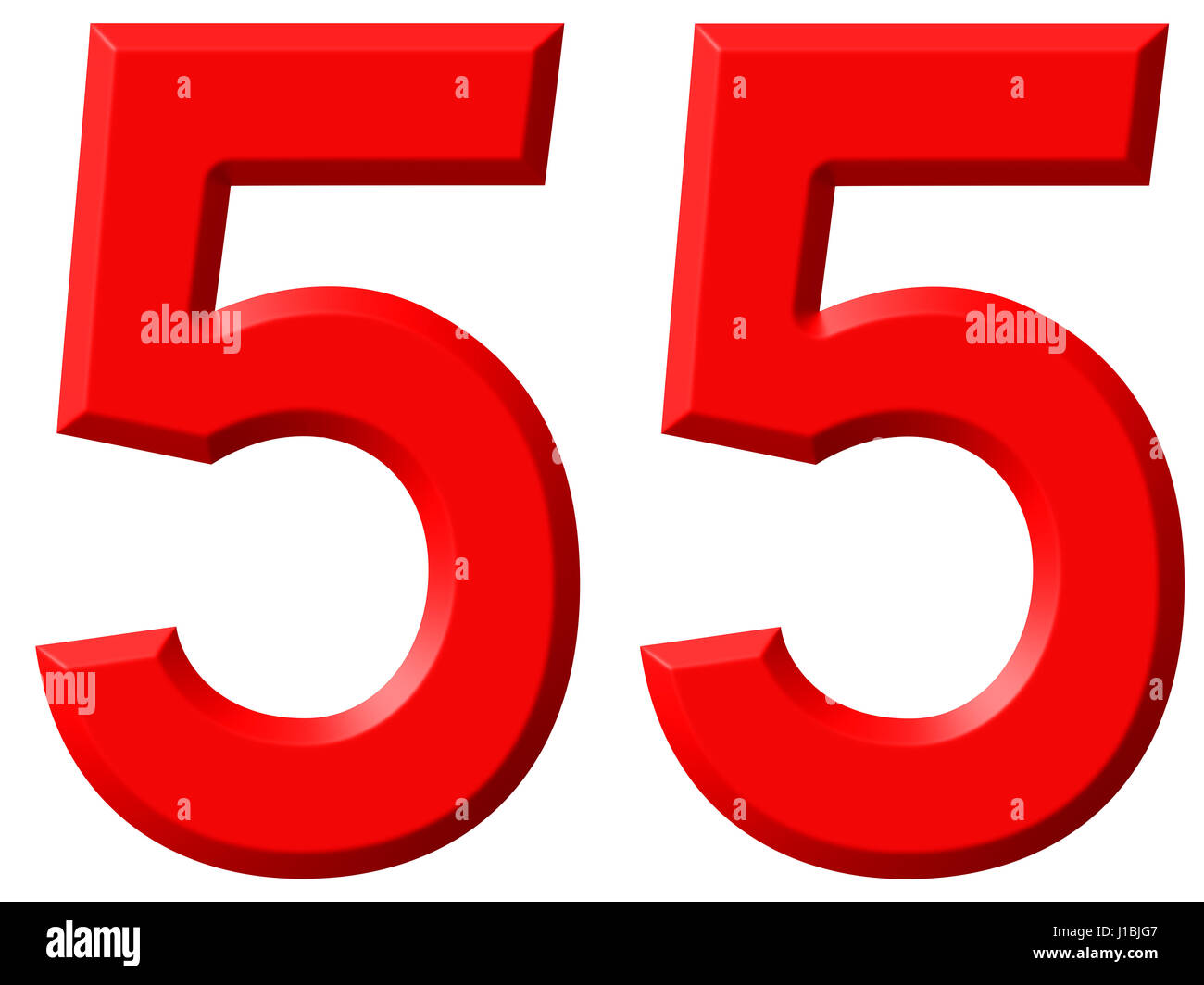 Numeral 55, fifty five, isolated on white background, 3d render Stock ...