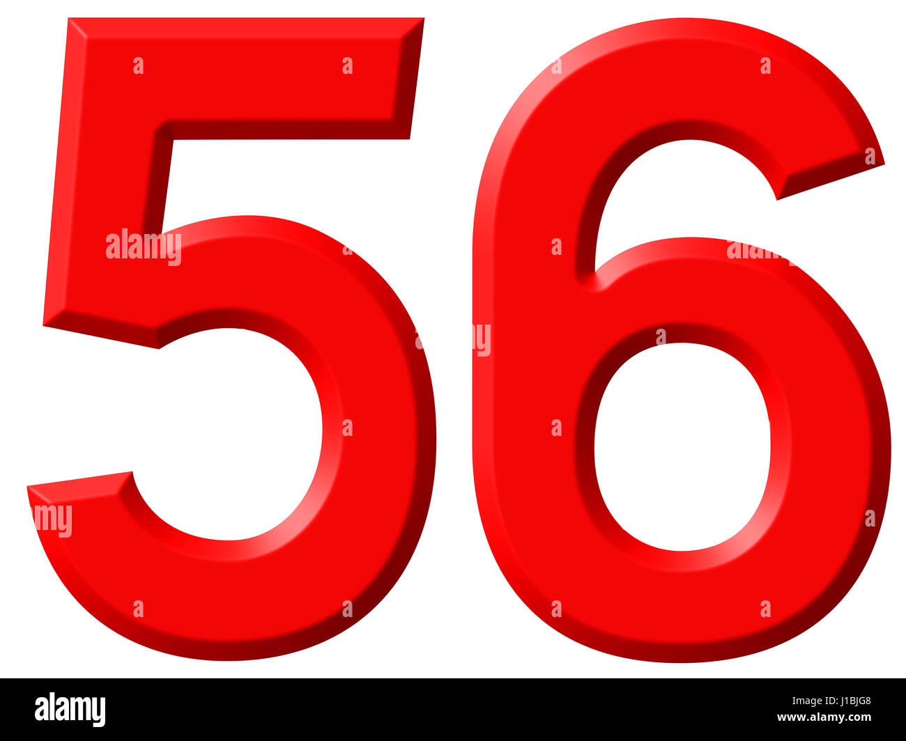 Numeral 56, fifty six, isolated on white background, 3d render Stock ...