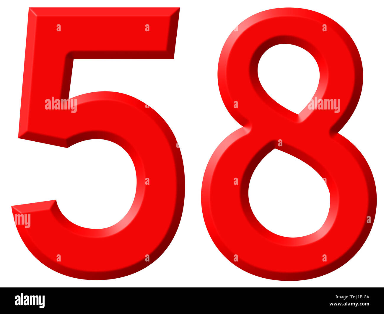 Numeral 58, fifty eight, isolated on white background, 3d render Stock ...