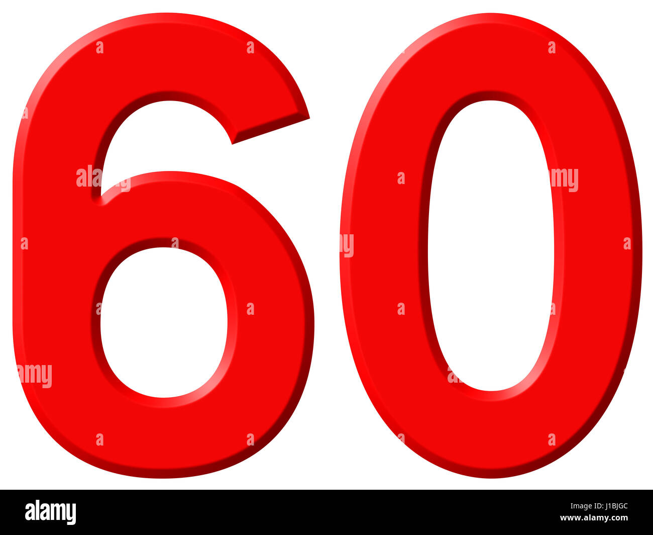 Numeral 60, sixty, sixty, isolated on white background, 3d render Stock ...
