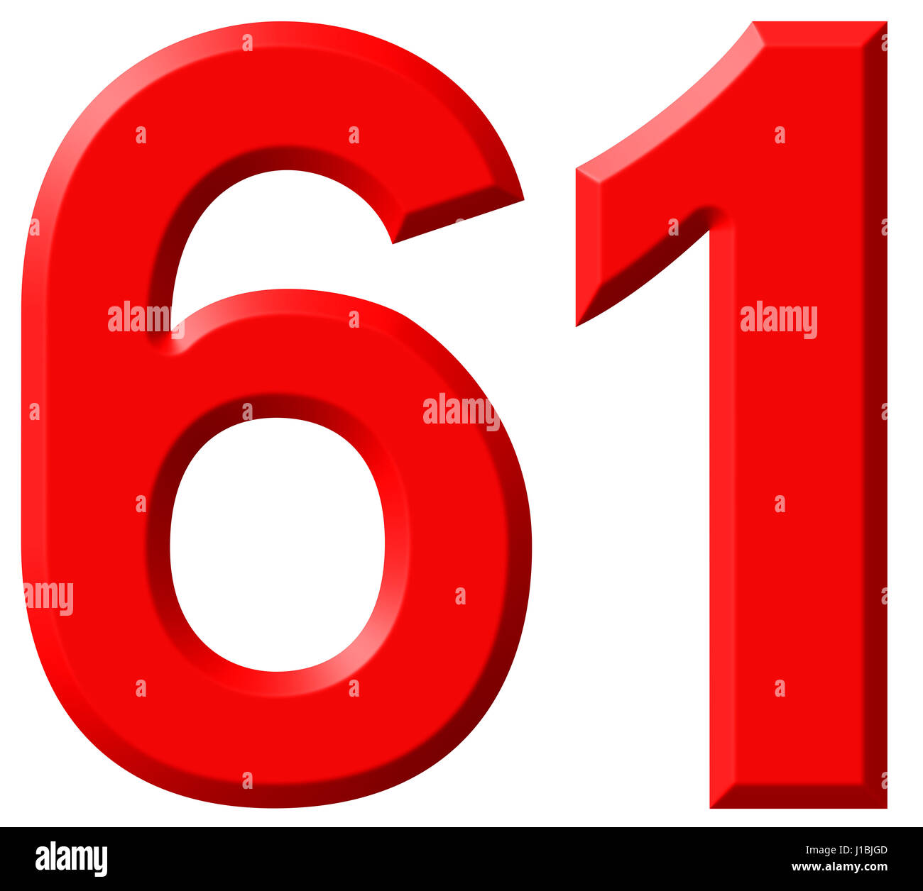 Numeral 61, sixty one, isolated on white background, 3d render Stock ...