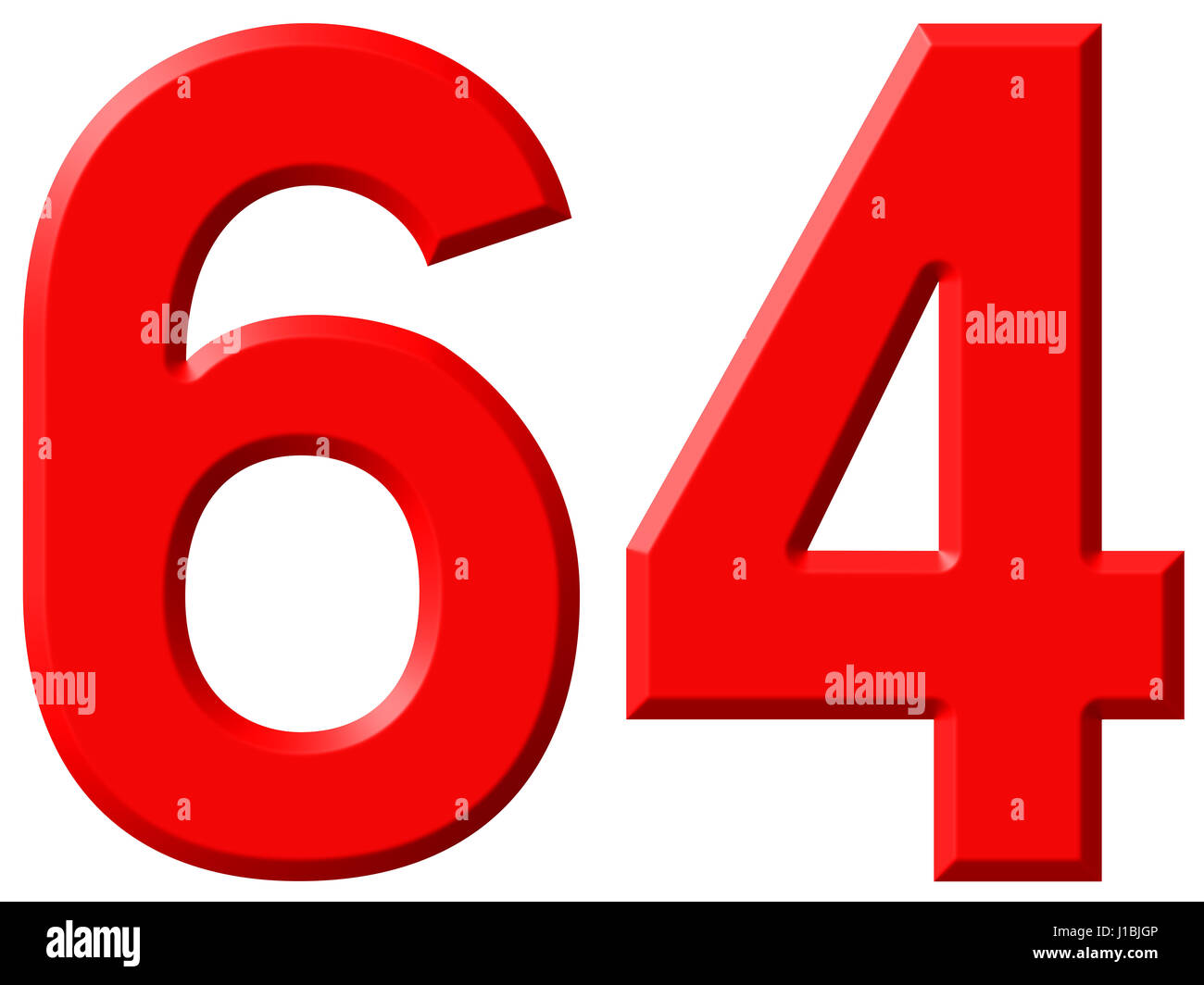 Numeral 64, sixty four, isolated on white background, 3d render Stock ...