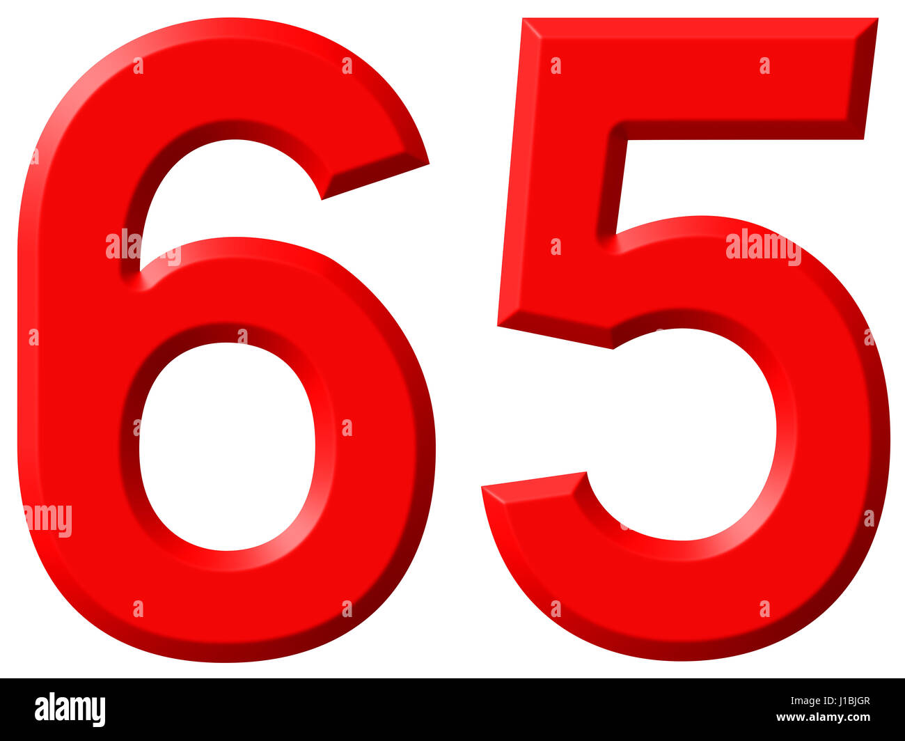 Numeral 65, sixty five, isolated on white background, 3d render Stock ...