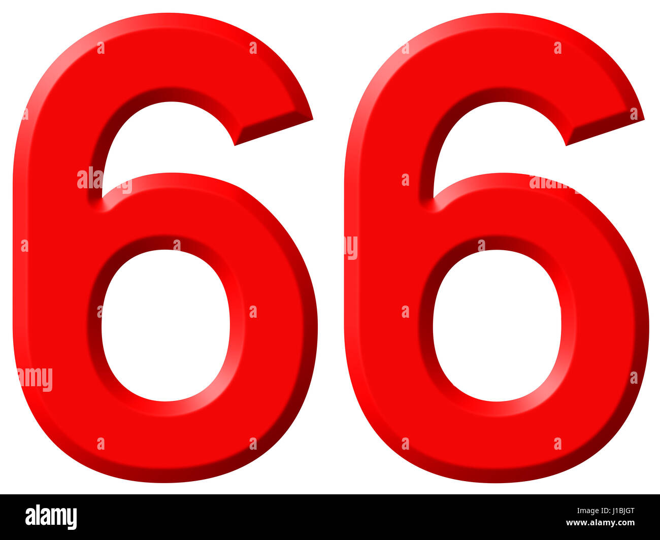 Numeral 66, sixty six, isolated on white background, 3d render Stock ...