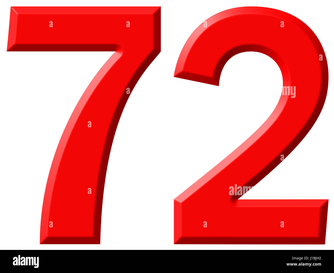 Numeral 72, seventy two, isolated on white background, 3d render Stock ...
