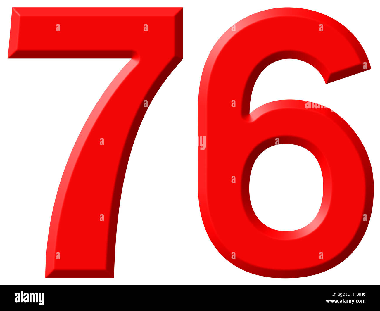 Numeral 76, seventy six,, isolated on white background, 3d render Stock ...