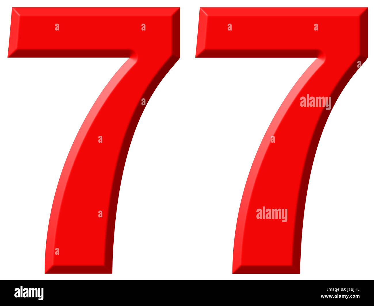 Numeral 77, seventy seven, isolated on white background, 3d render ...