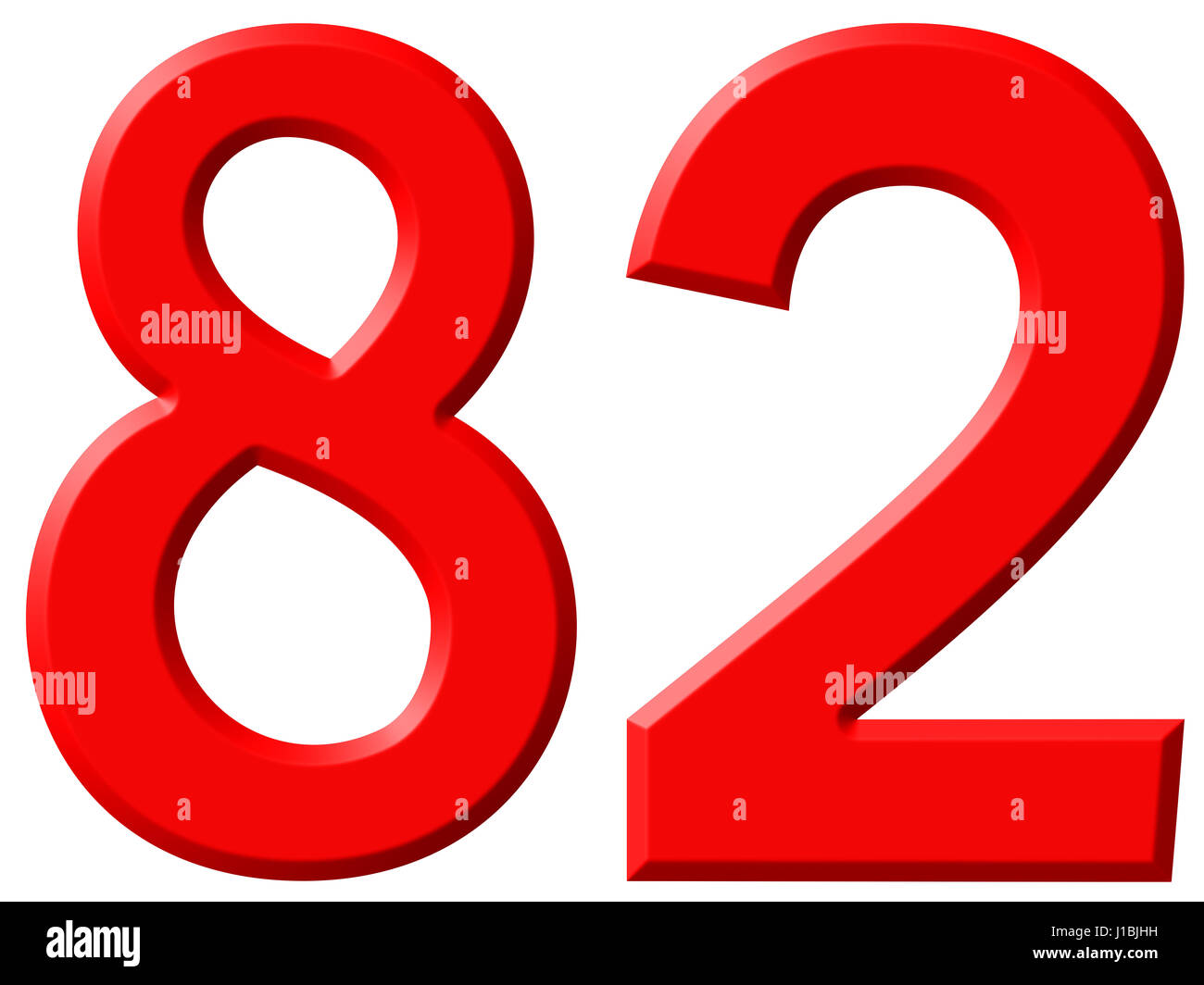 Numeral 82, eighty two, isolated on white background, 3d render Stock ...