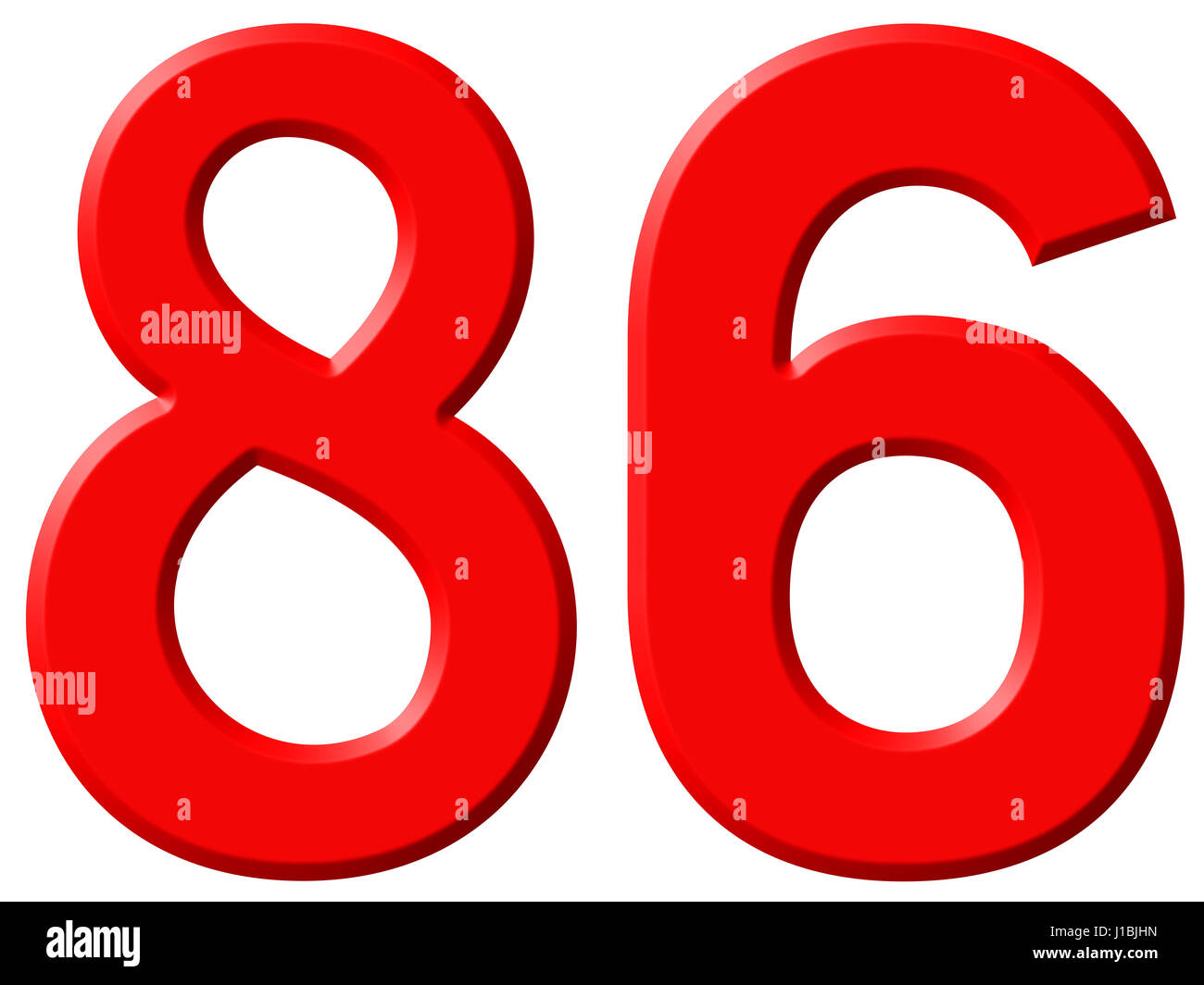 Numeral 86, eighty six, isolated on white background, 3d render Stock ...