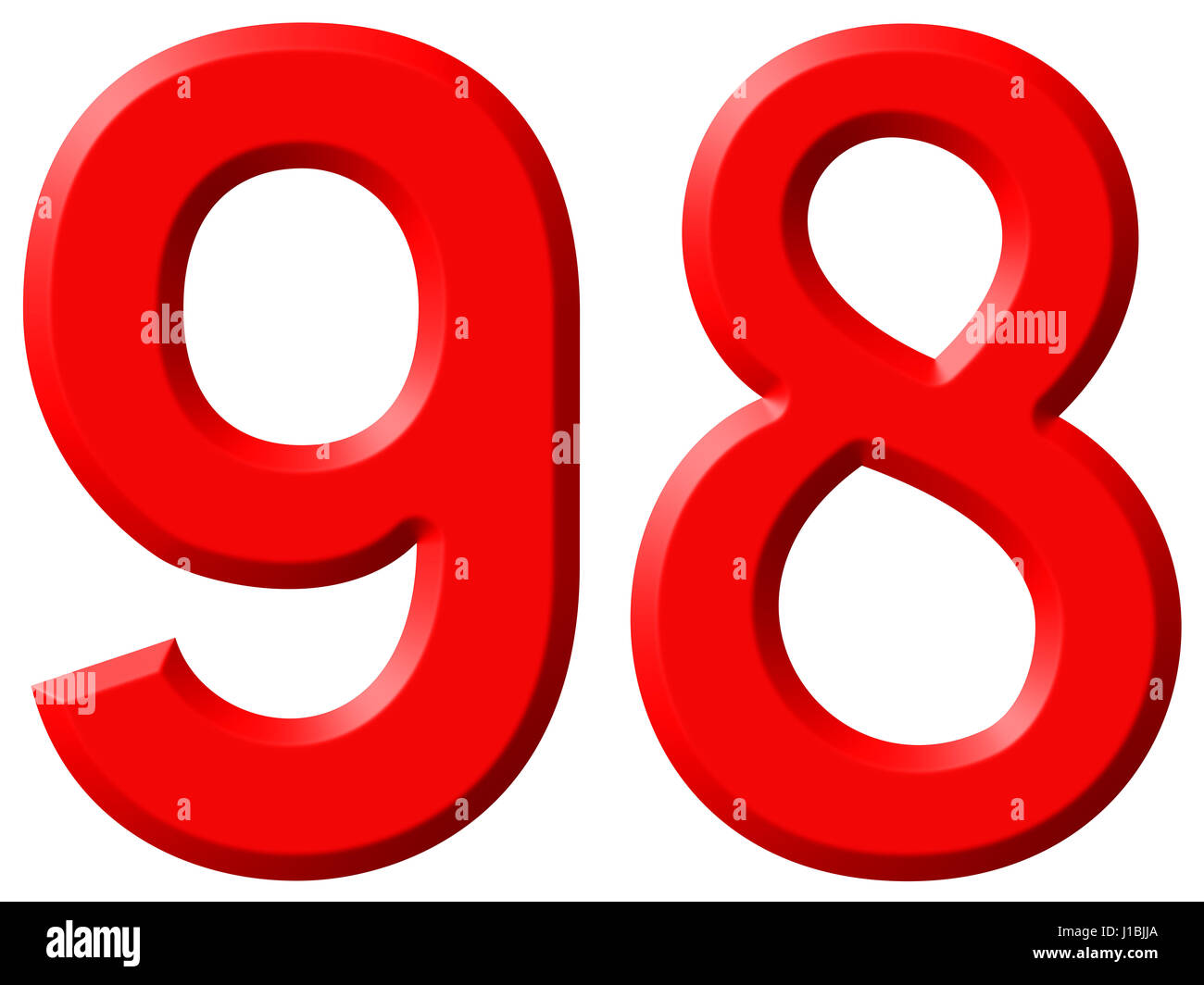 Numeral 98, ninety eight, isolated on white background, 3d render Stock ...