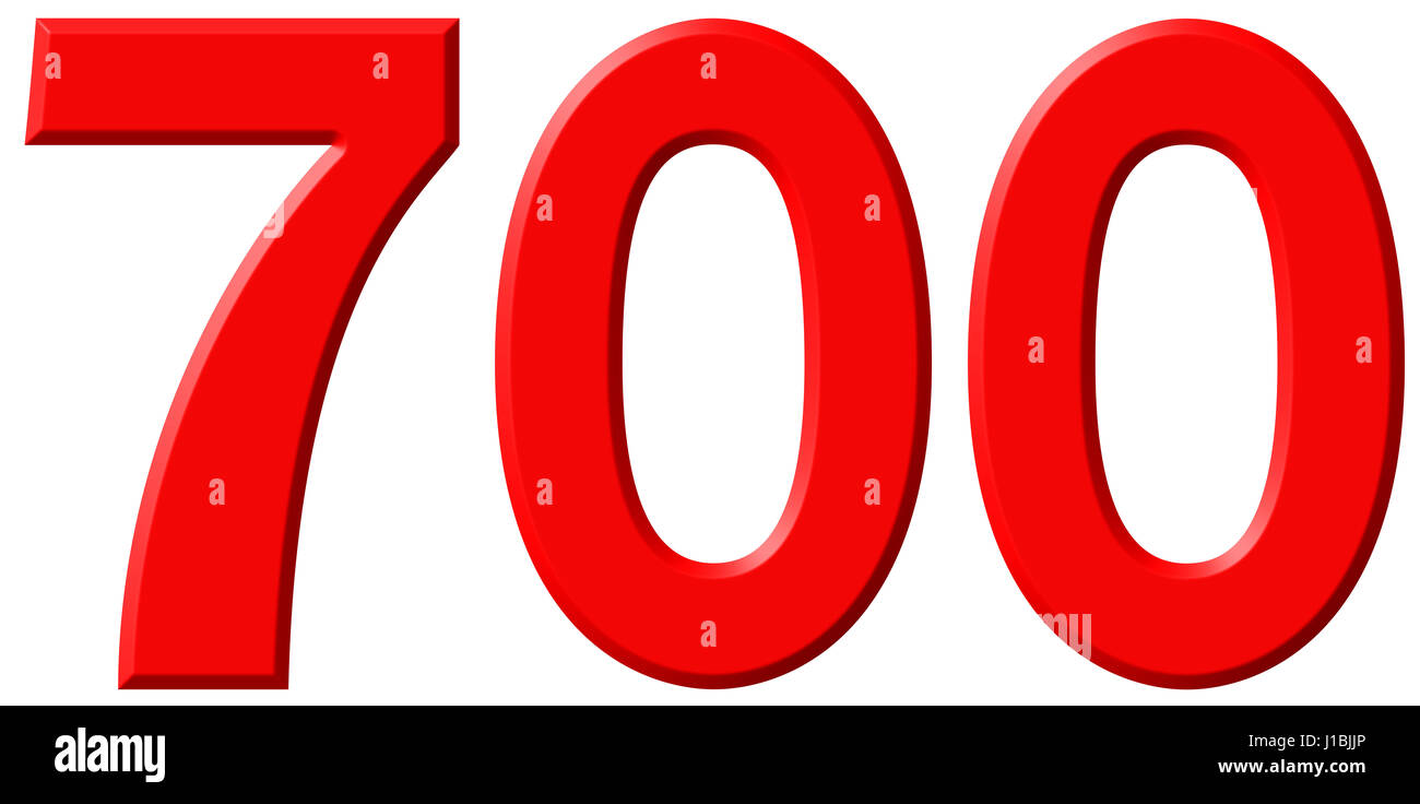 Numeral 700, seven hundred, isolated on white background, 3d render ...